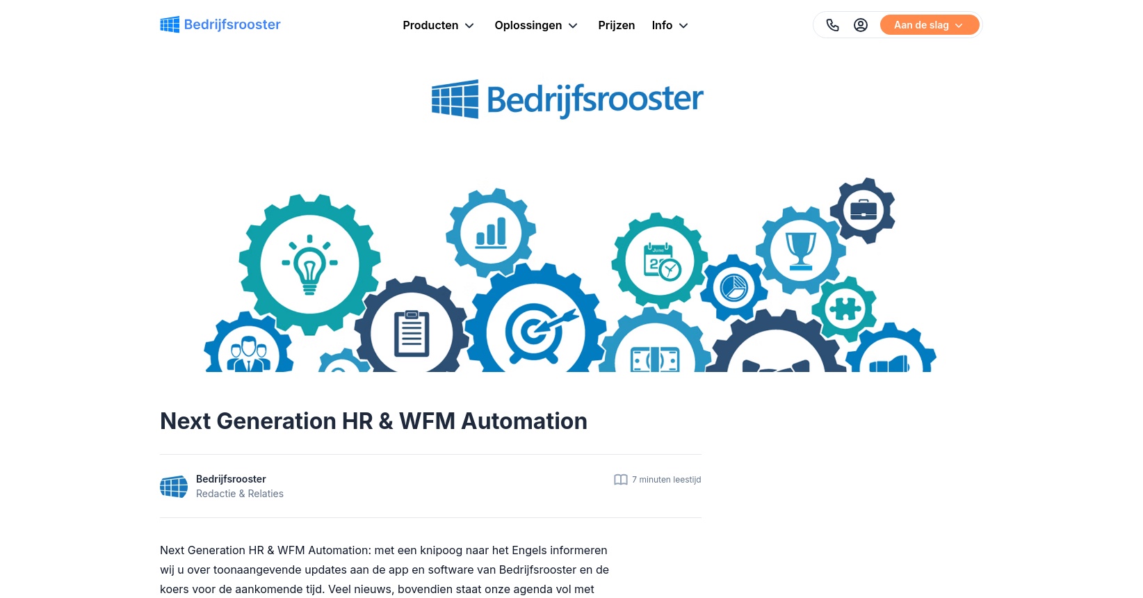 Next Generation HR & WFM Automation — Bedrijfsrooster